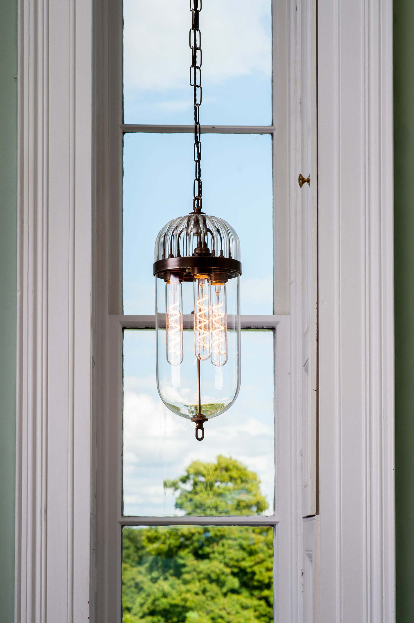 Aston-Lantern-pendant-light-ribbed-clear-glass-in-window - Interior ...